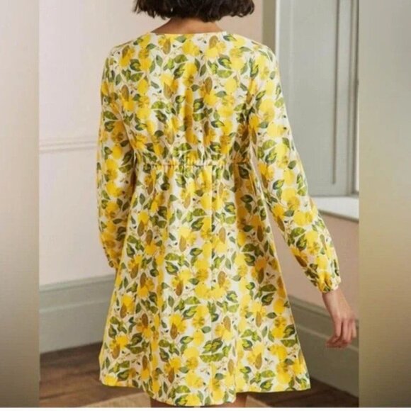 Boden | Dresses | Boden Linen Vneck Flippy Dress In Lemon Print Size 6 ...